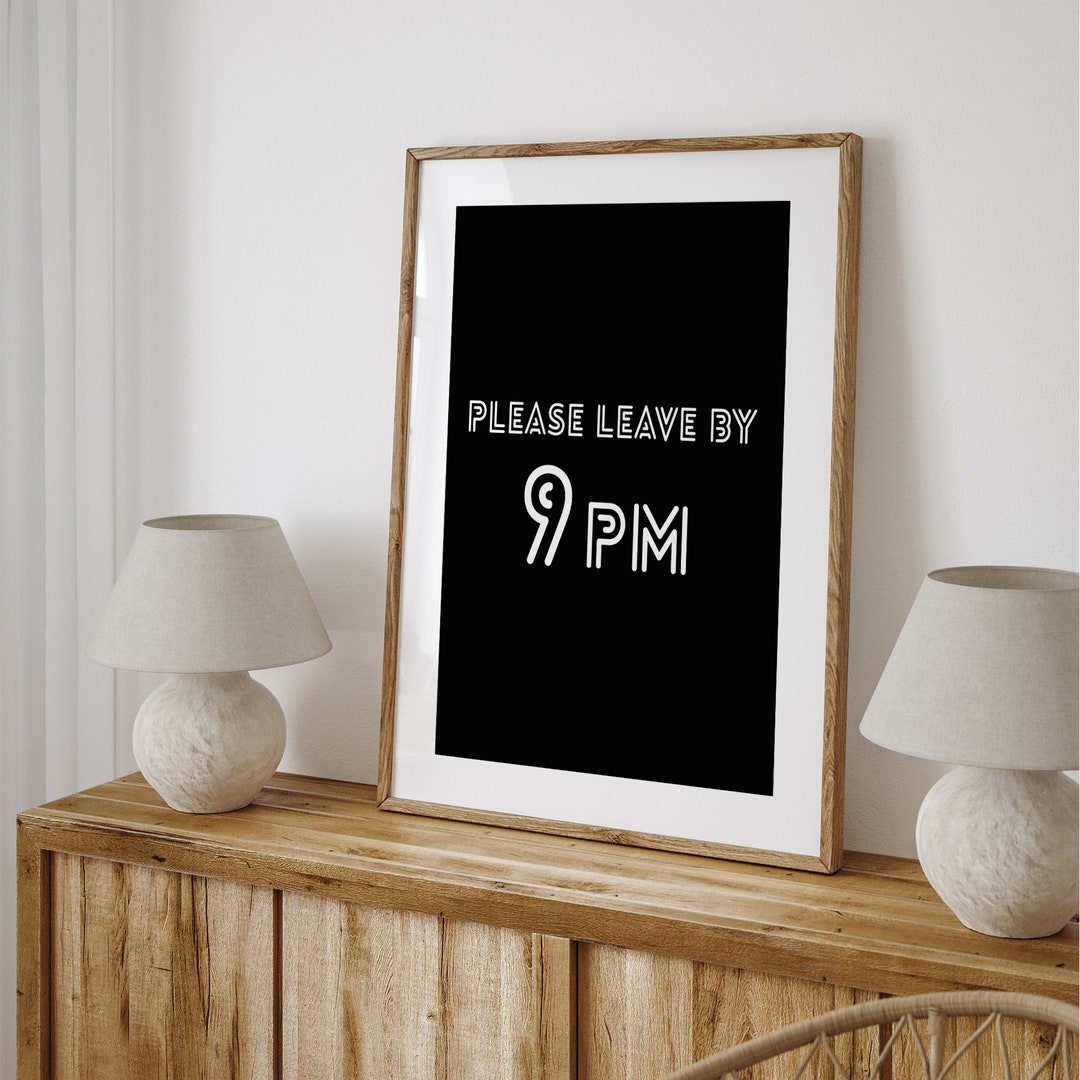 Entryway Hallway Poster, Please Leave by 9PM Fun Retro Print ...
