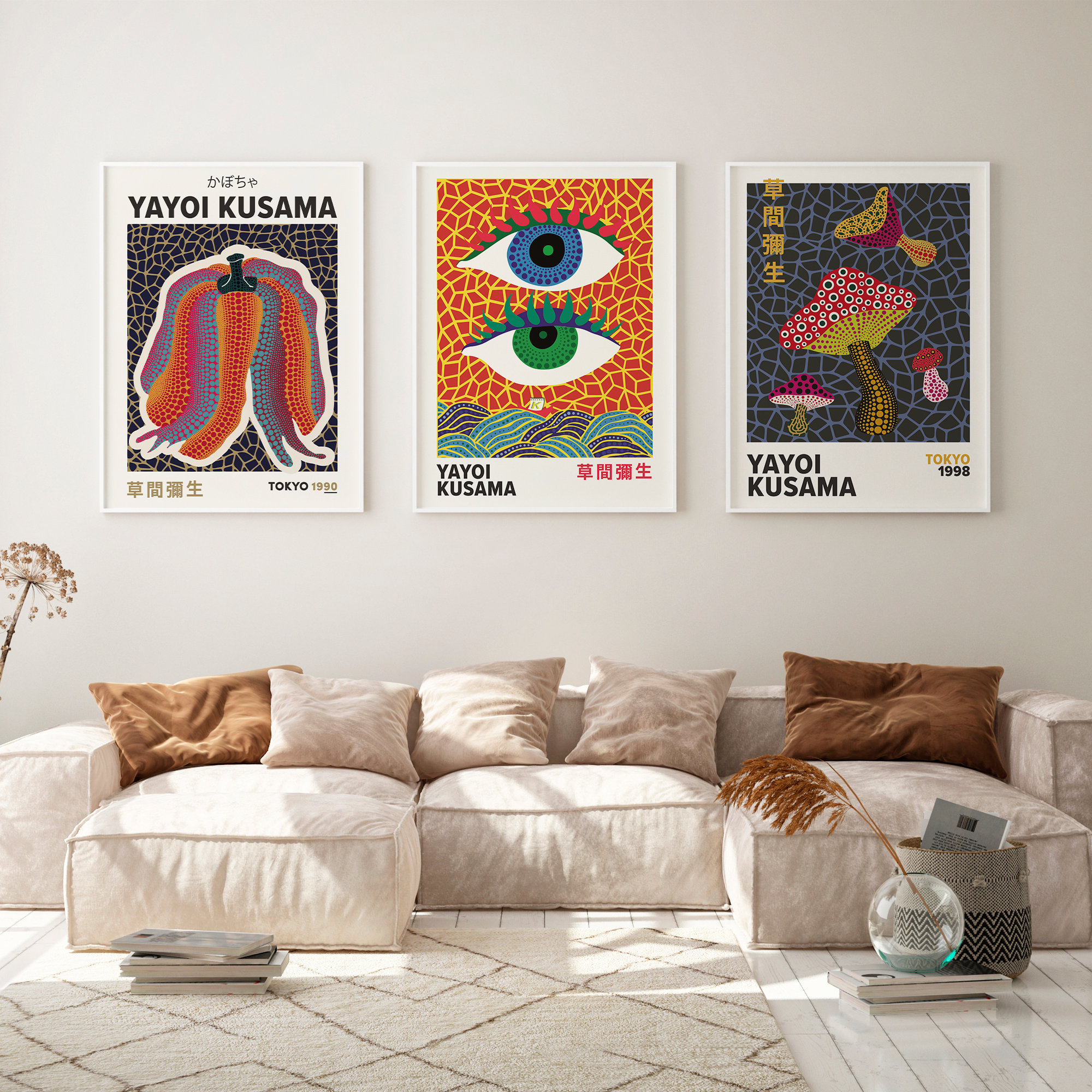 Yayoi Kusama Art, Yayoi Kusama Poster, Yayoi Kusama Set of 3 Prints ...