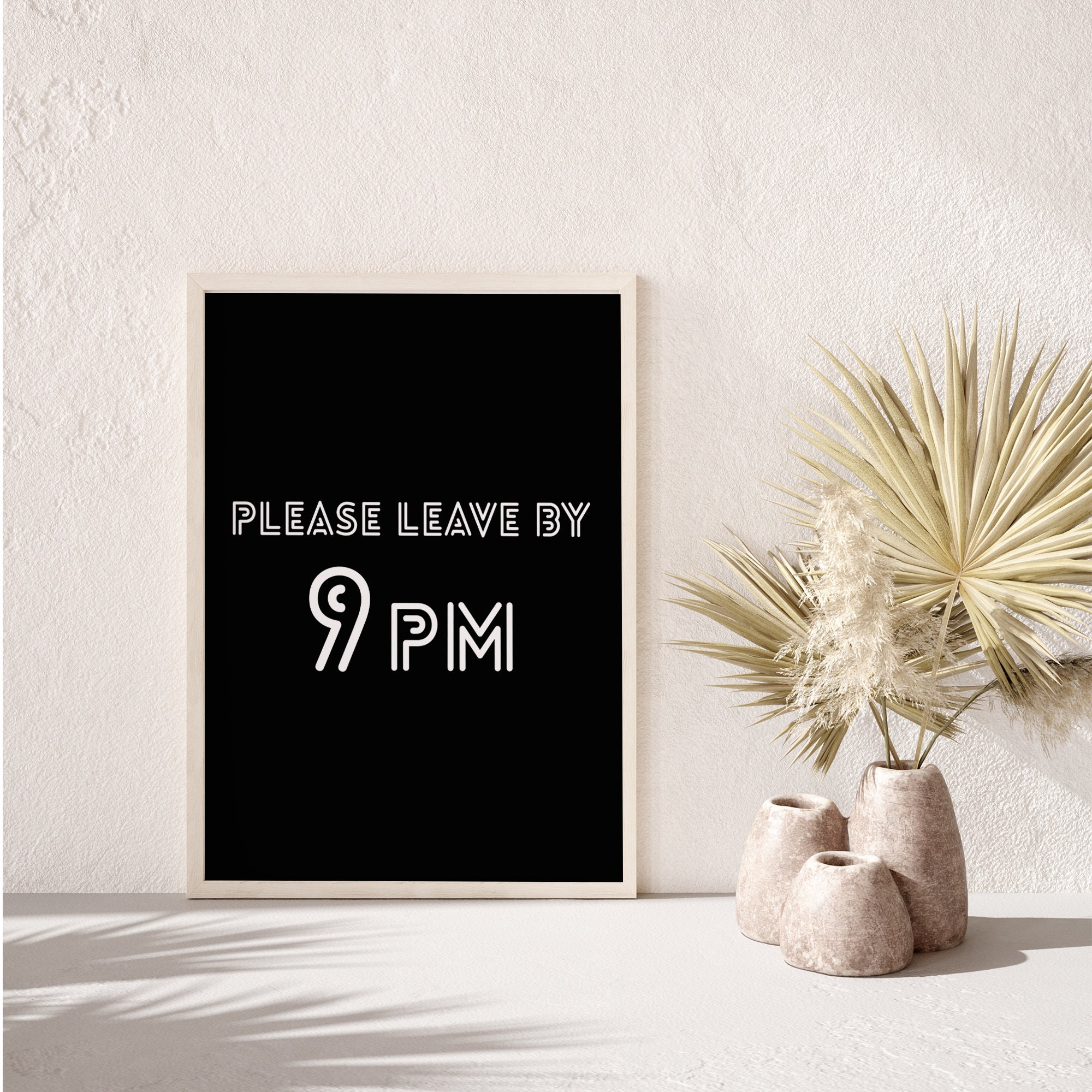 Entryway Hallway Poster, Please Leave by 9PM Fun Retro Print ...