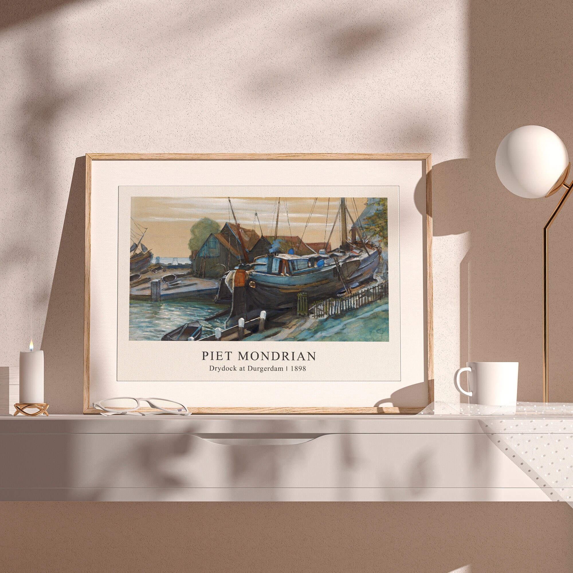 Piet Mondrian Poster, Drydock at Dungerdam 1898, Piet Mondrian Print ...