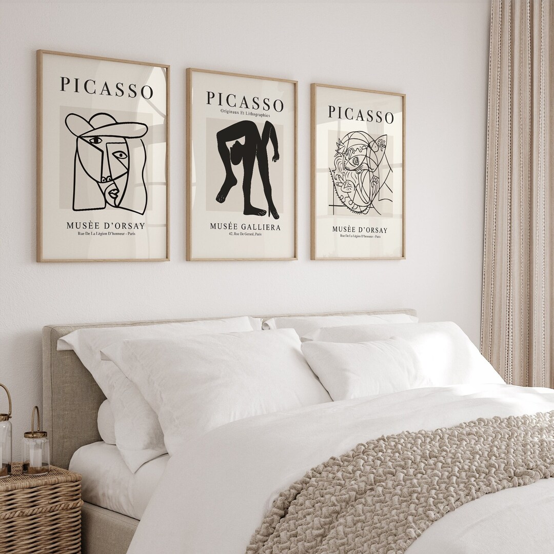 Picasso Wall Set of 3, Gallery Wall Set Print, Picasso Line Art, Animal ...