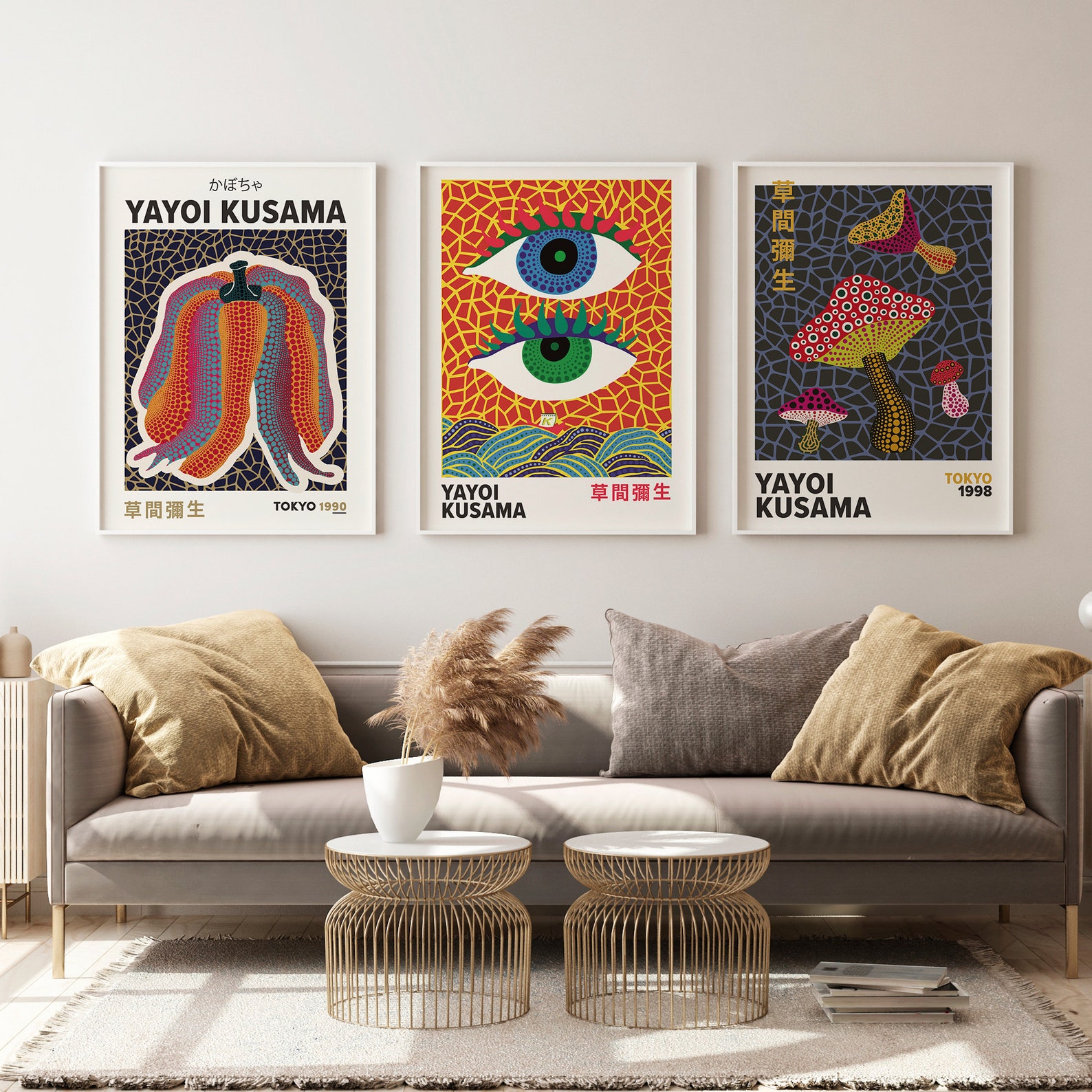 Yayoi Kusama Art, Yayoi Kusama Poster, Yayoi Kusama Set of 3 Prints ...