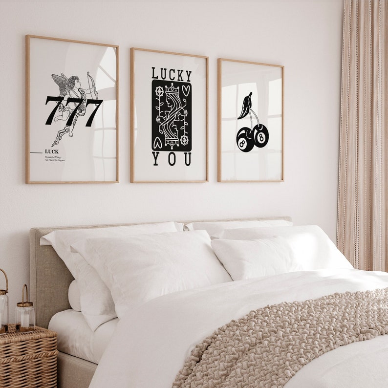 Lucky Angel Numbers Set of 3 777 Poster Lucky Print8 Ball - Etsy