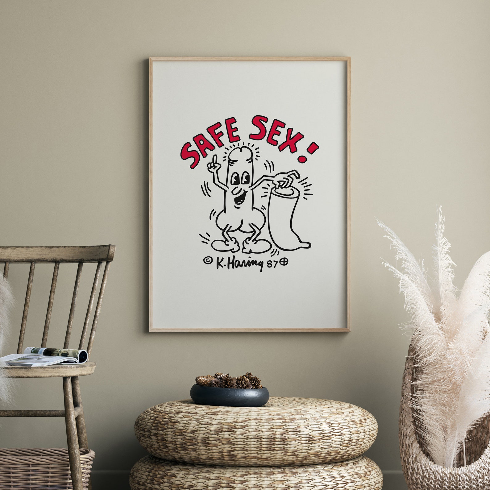 Keith Haring Printable Safe Sex Keith Haring Poster Keith Etsy 