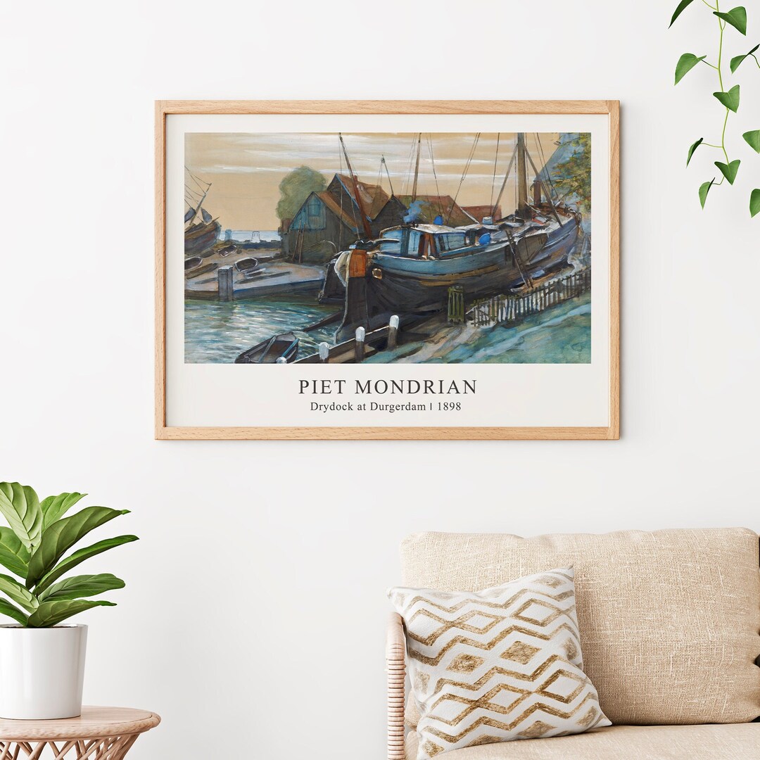 Piet Mondrian Poster, Drydock at Dungerdam 1898, Piet Mondrian Print ...