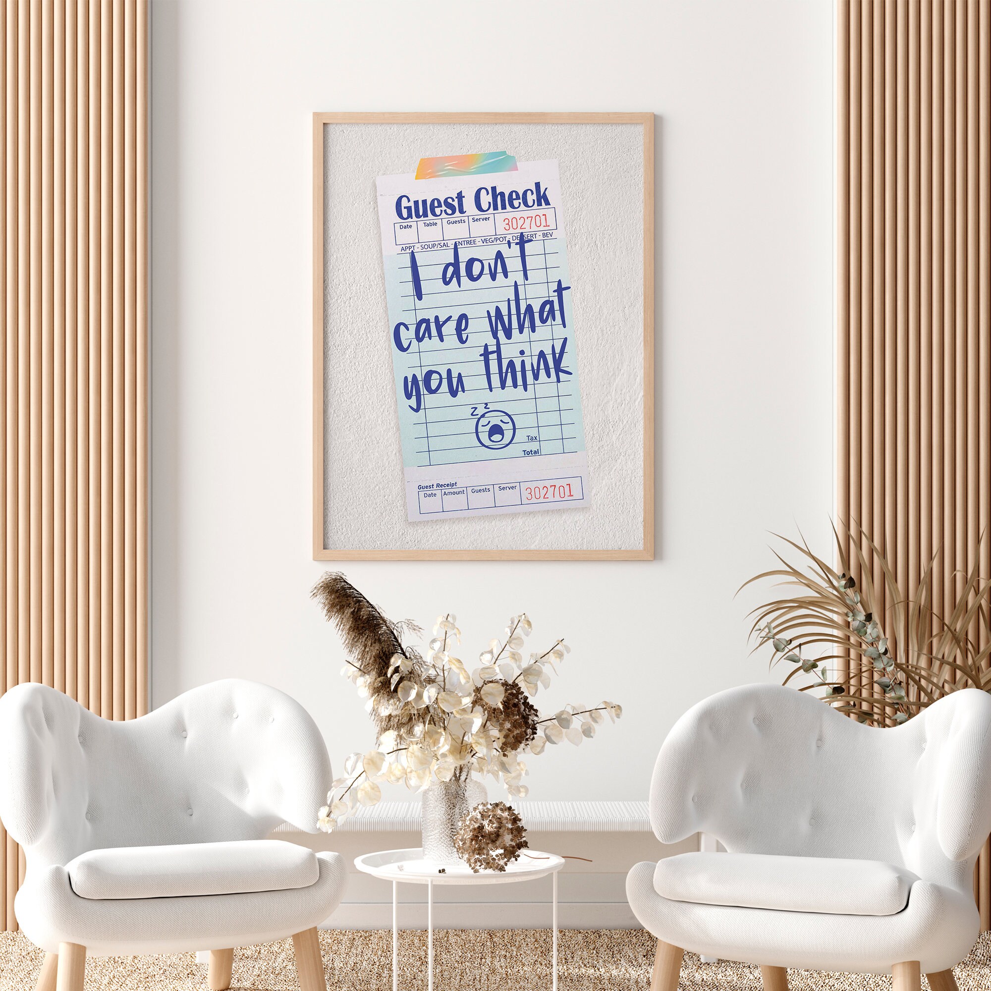 Guest Check Guest Check Poster Digital Download Receipt - Etsy