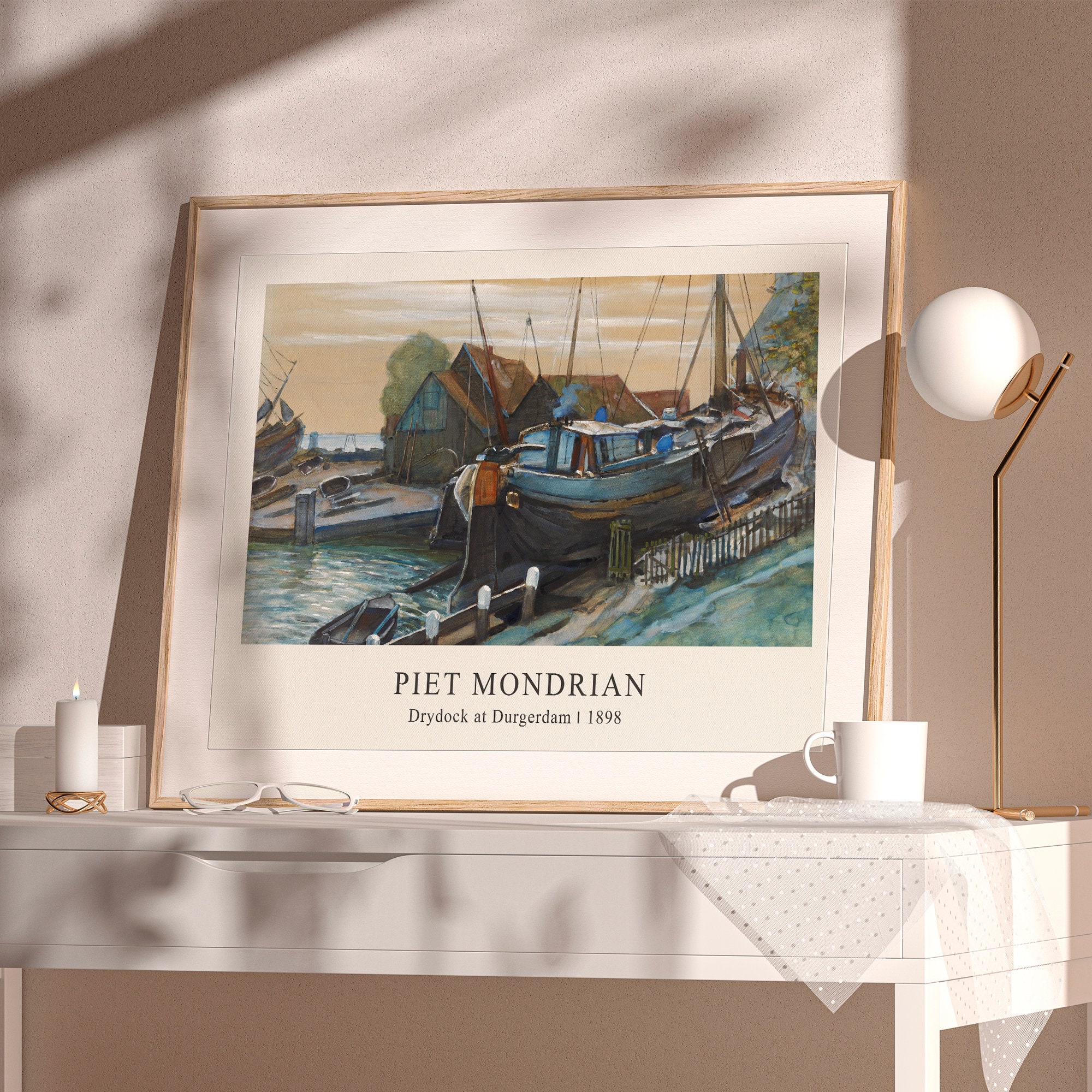 Piet Mondrian Poster, Drydock at Dungerdam 1898, Piet Mondrian Print ...