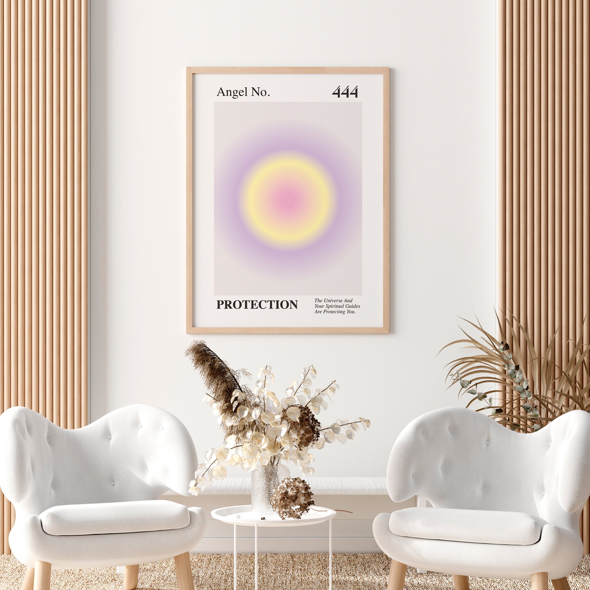 444 Print, Angel Numbers Poster, Digital Download, Gradient Wall Art ...