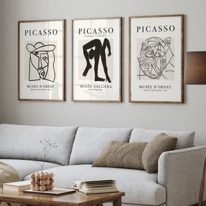 Picasso Wall Set of 3, Gallery Wall Set Print, Picasso Line Art, Animal ...