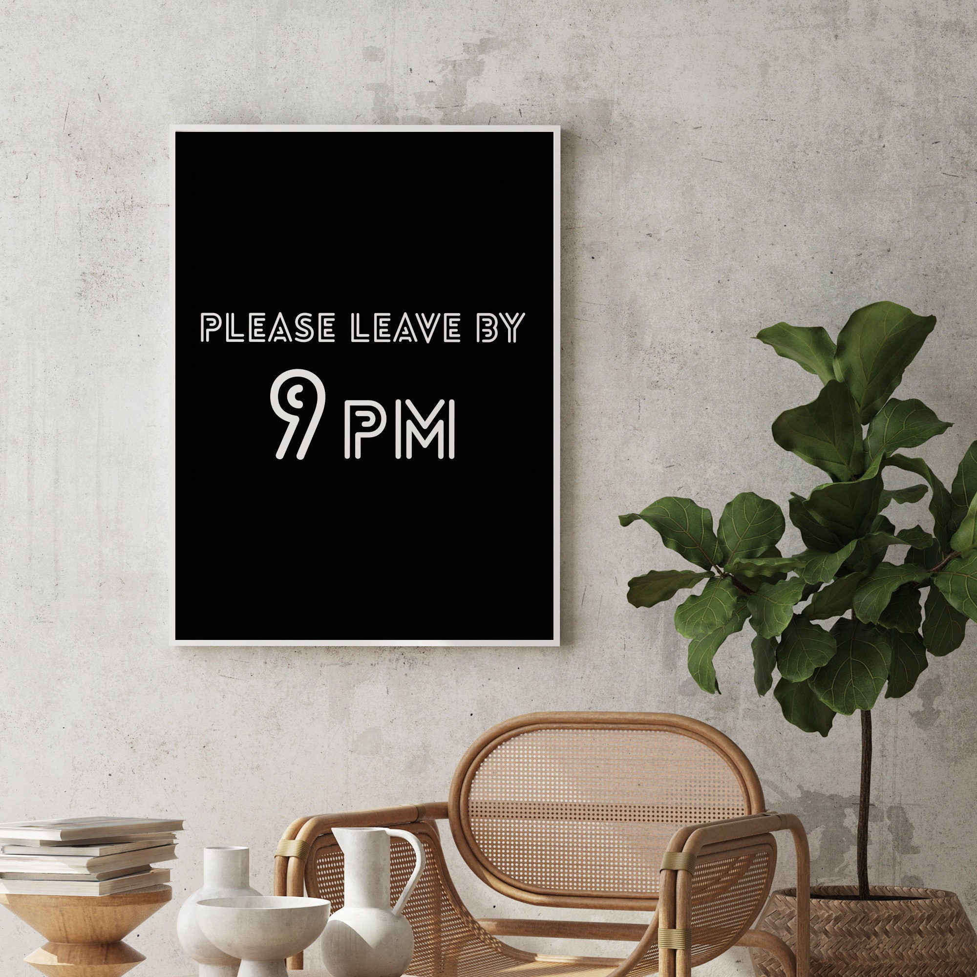 Entryway Hallway Poster, Please Leave by 9PM Fun Retro Print ...