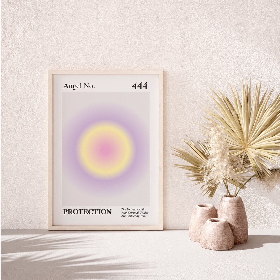 444 Print, Angel Numbers Poster, Digital Download, Gradient Wall Art ...