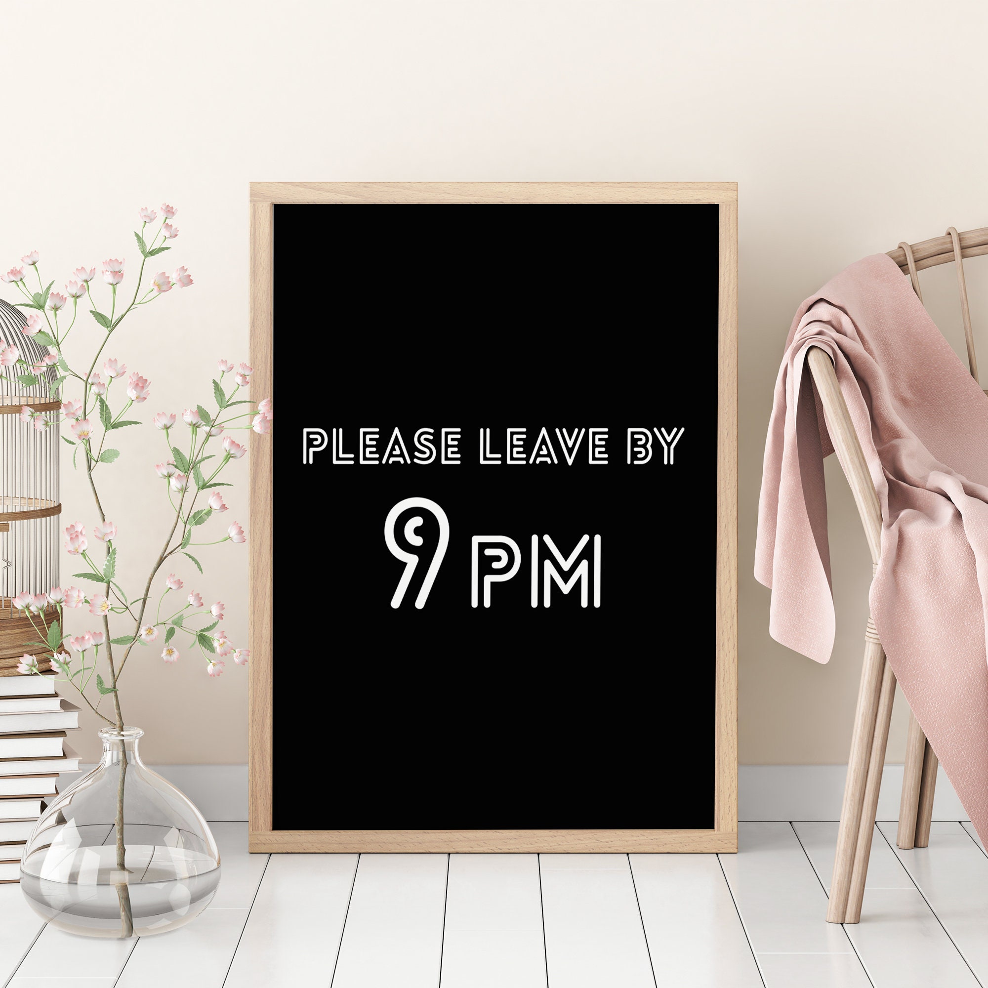 Entryway Hallway Poster, Please Leave by 9PM Fun Retro Print ...