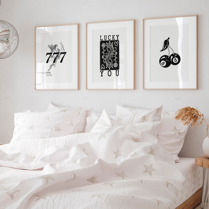 Lucky Angel Numbers Set of 3 777 Poster Lucky Print8 Ball - Etsy