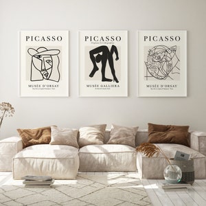 Picasso Wall Set of 3, Gallery Wall Set Print, Picasso Line Art, Animal ...