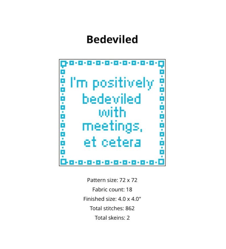 Moira Rose 'bedeviled With Meetings' Needlepoint Chart (digital ...