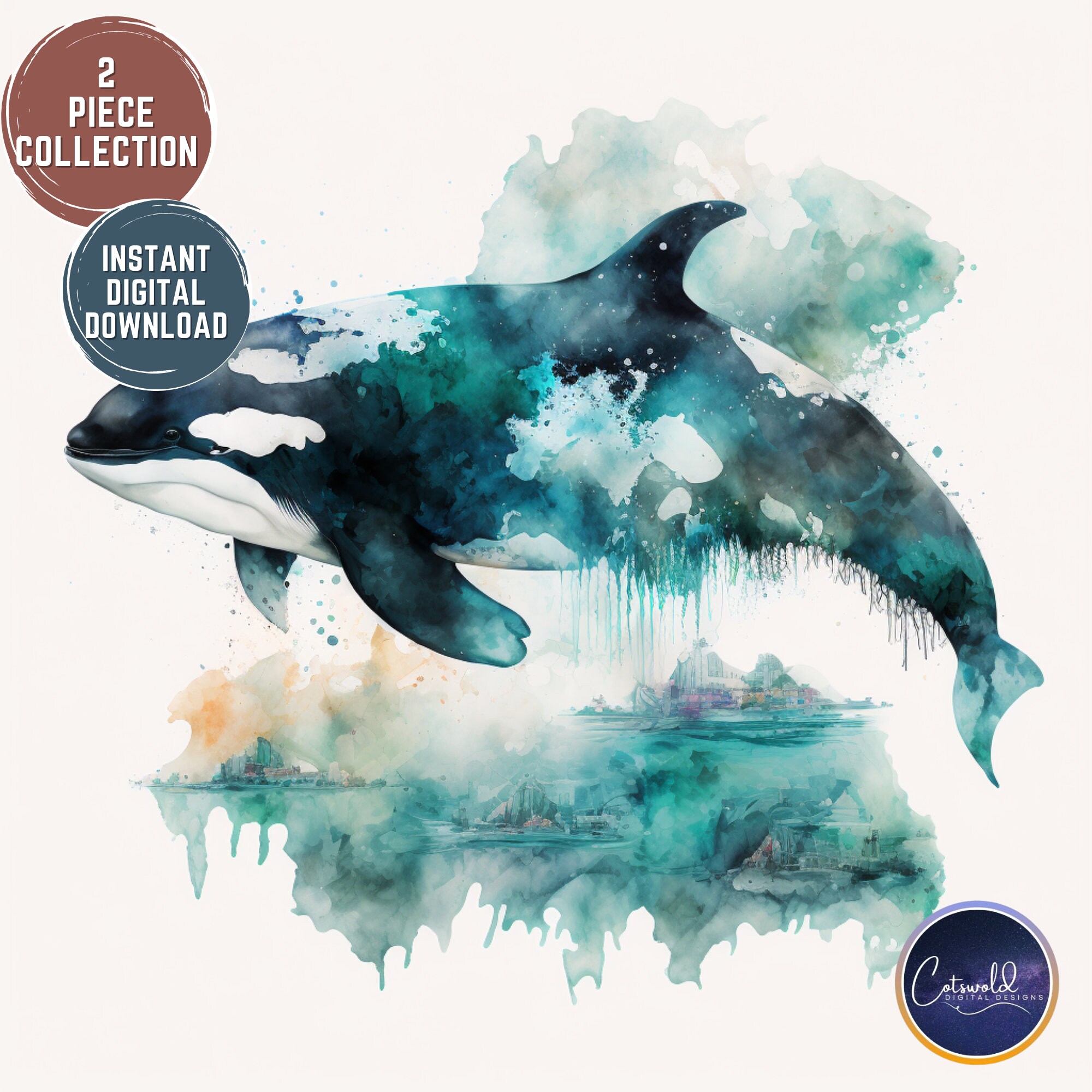 Watercolour Orca Sea Life Animal Painting Printable Wall Art - Etsy