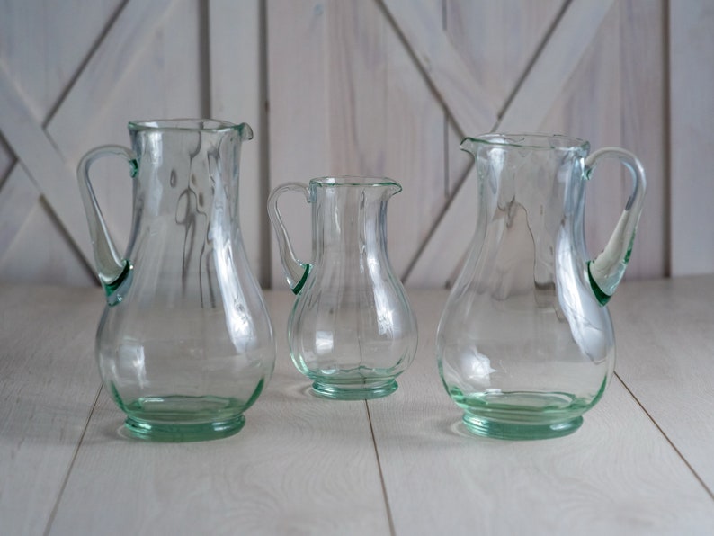 Handblown Glass Pitcher With Handle/ Glass Pitcher for Mixing Drinks ...