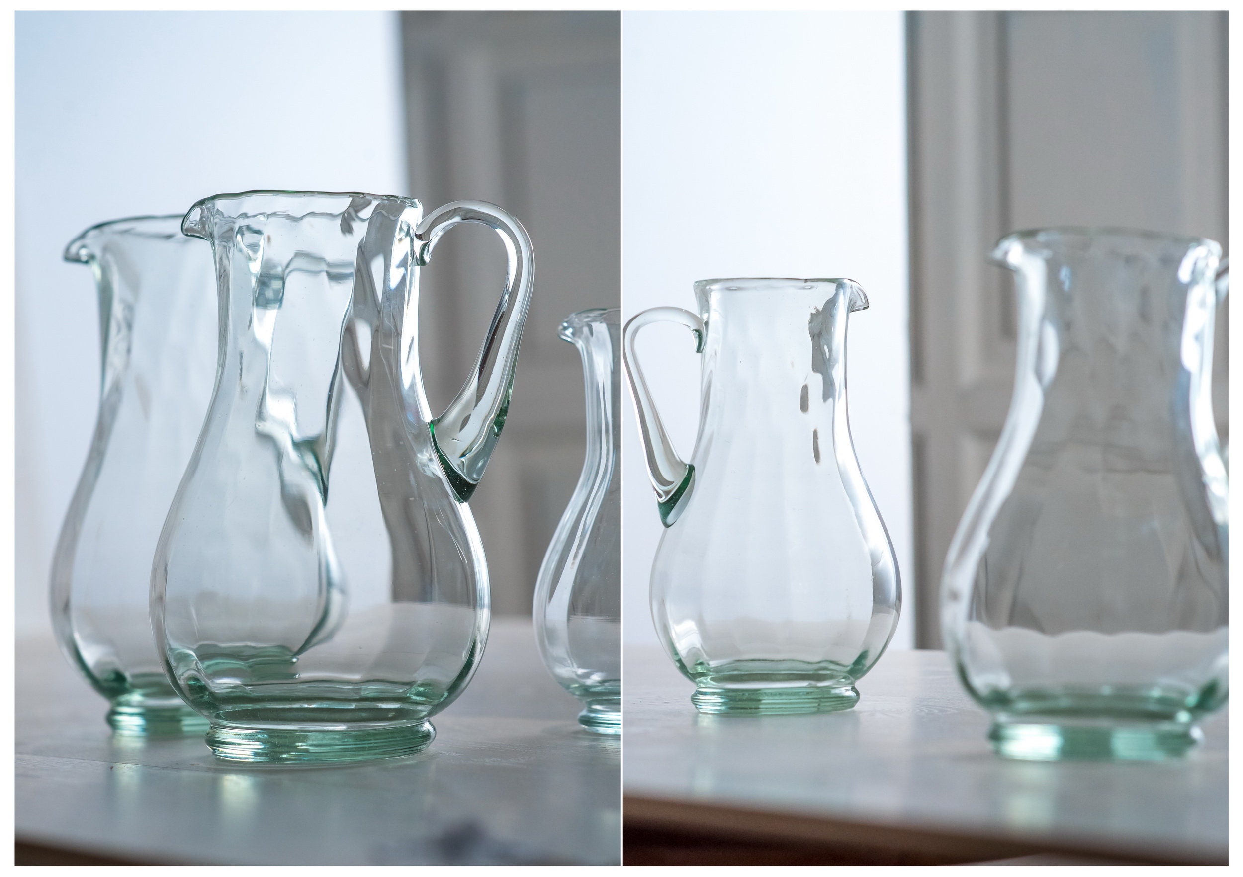 Handblown Glass Pitcher With Handle/ Glass Pitcher for Mixing Drinks ...