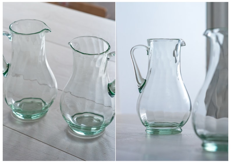 Handblown Glass Pitcher With Handle/ Glass Pitcher for Mixing Drinks ...