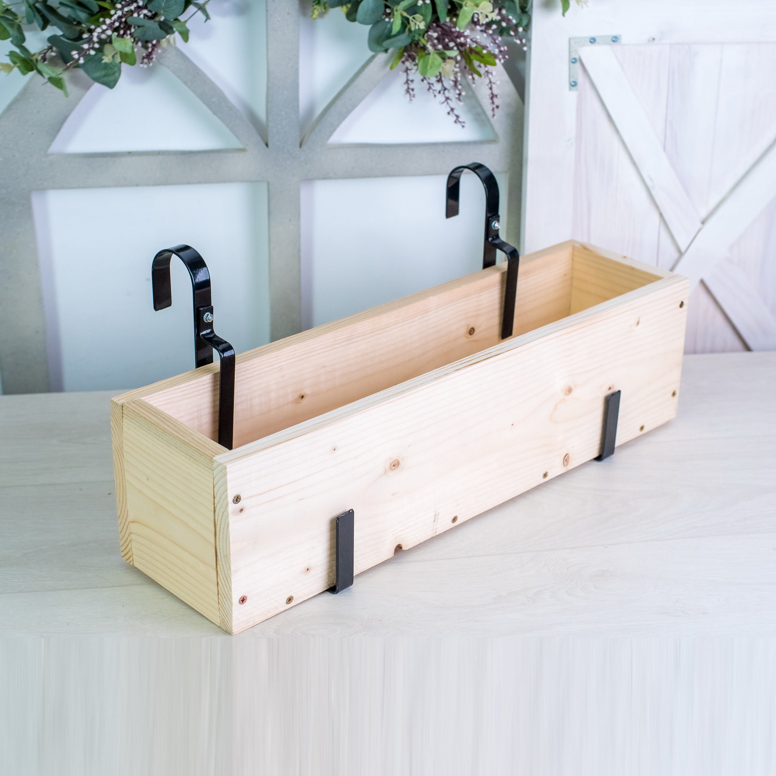 SET of Wrought Iron Brackets/ Railing Planter Box Bracket/ Window Planter Hanging/ Railing ...