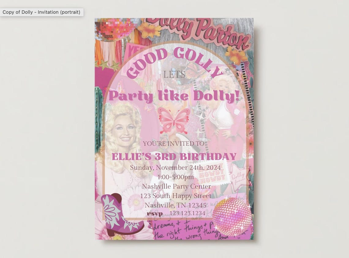 Dolly Parton Inspired Invitation - Etsy