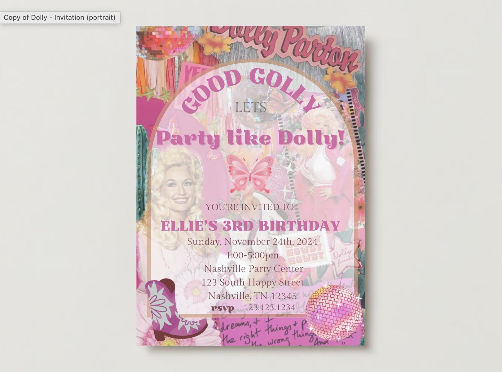 Dolly Parton Inspired Invitation - Etsy