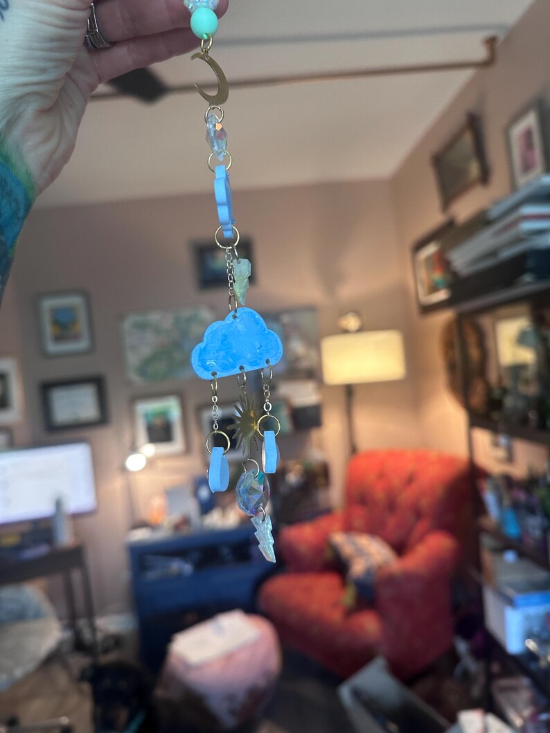 Celestial Cloud Sun Catcher | Moon & Star Hanging Decor | Dreamy Pastel ...