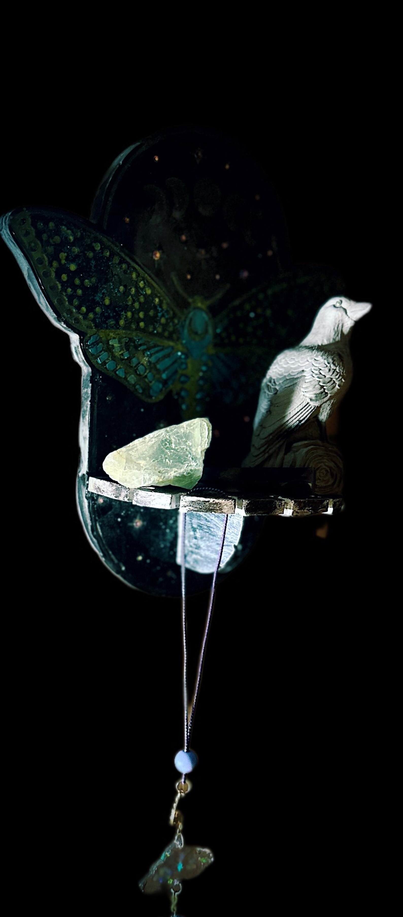 Lunar Moth Tea-light Altar | Eco-resin Wall Shelf for Crystals ...