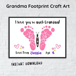 Grandma Butterfly Art Footprint Craft, First Grandmothers Keepsake Gift ...