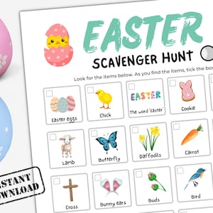 Easter Scavenger Hunt Printable, Outdoor Easter Treasure Hunt, Happy ...