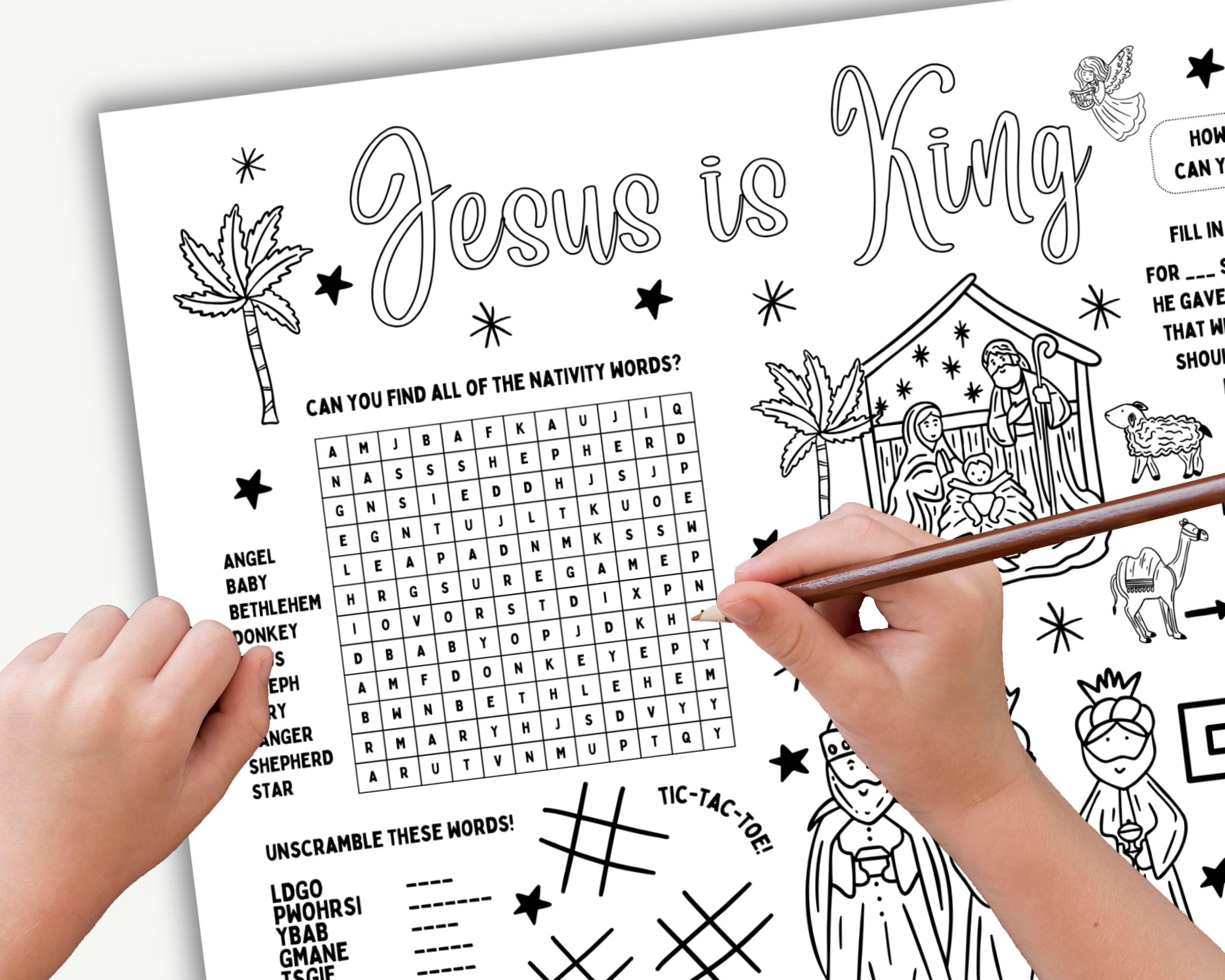 Nativity Activity Placemat Printable, Christian Birth of Jesus Craft ...