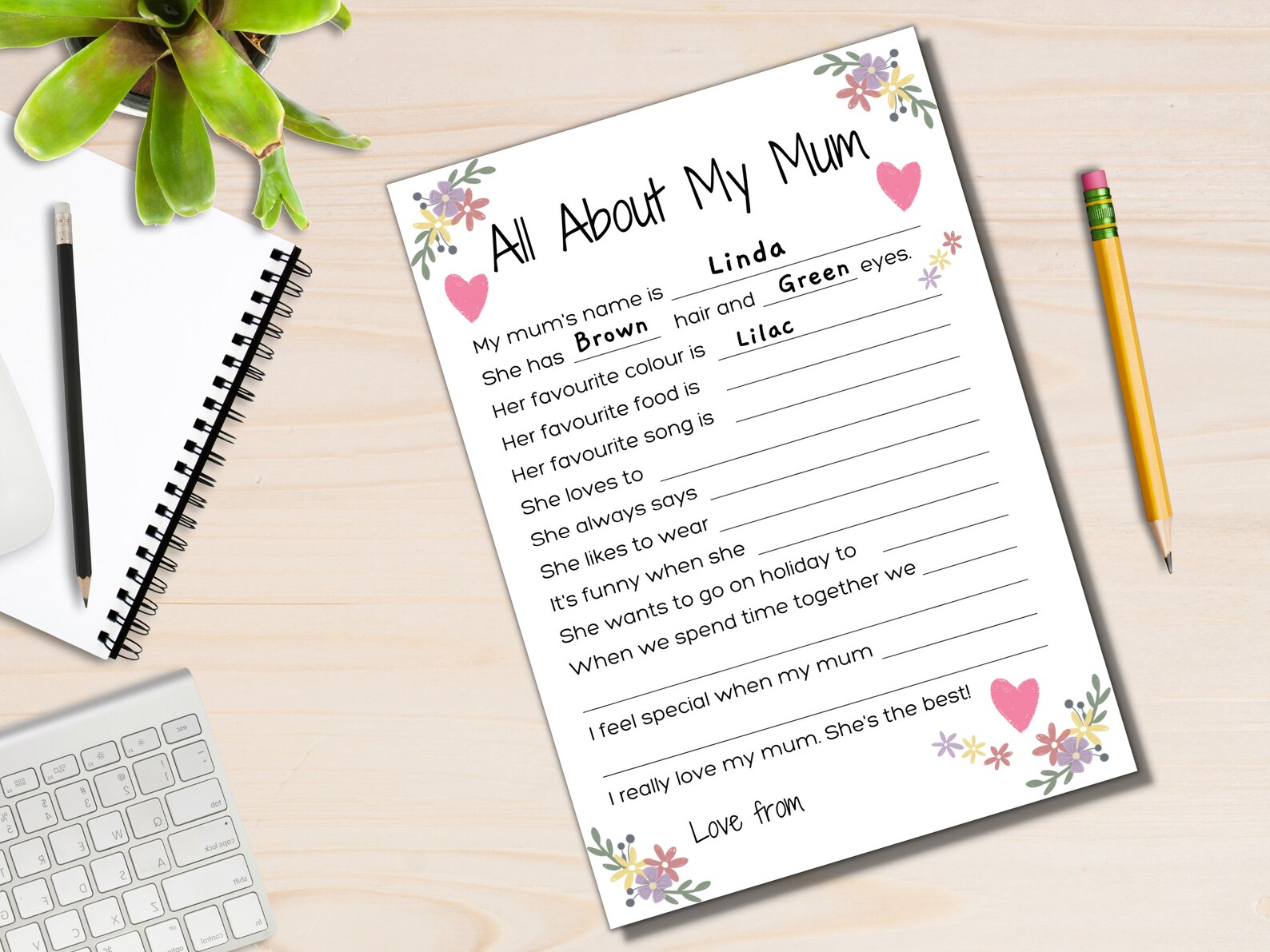 All About My Mum Printable, All About Mum Questionnaire, Appreciation ...
