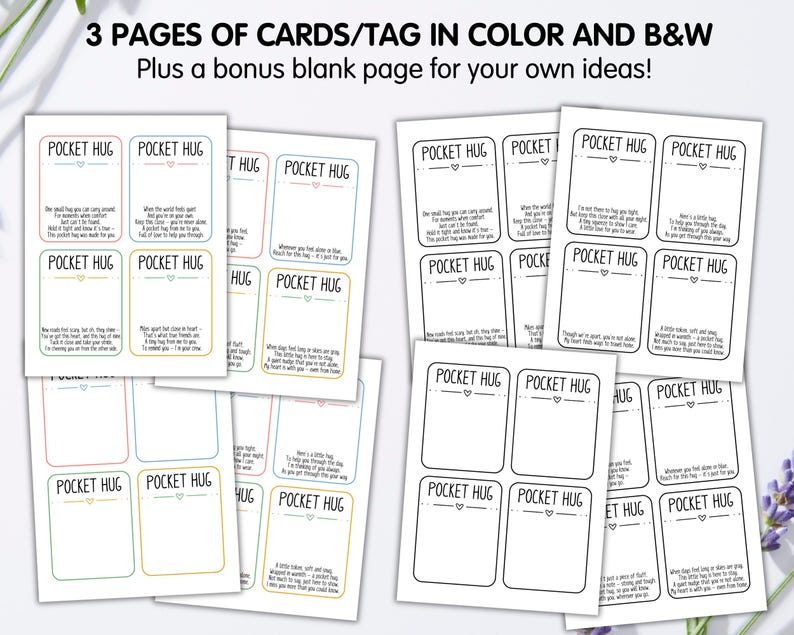 Pocket Hug Card Tag, Pocket Heart Poem Printable Token, DIY Packaging ...