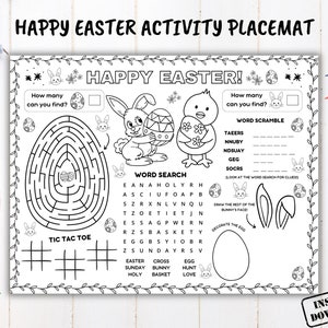 Easter Activity Placemat Printable, Happy Easter Craft Coloring Page ...