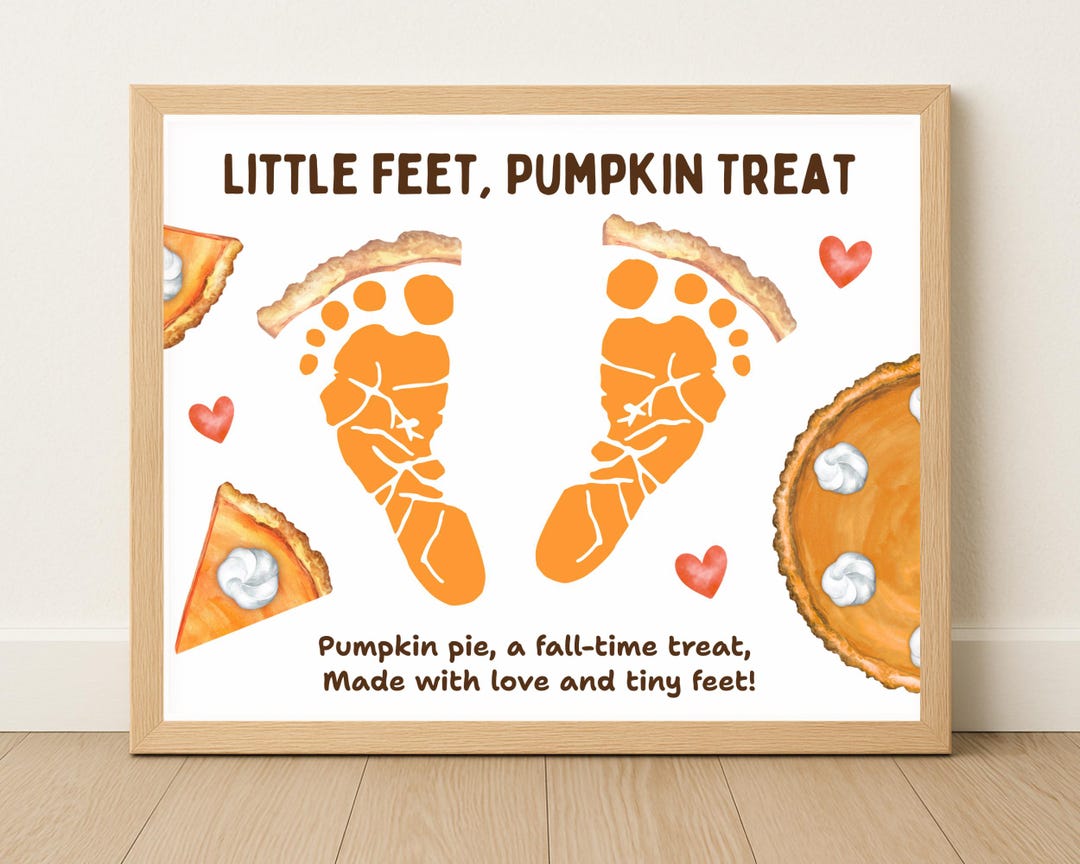 Pumpkin Pie Footprint Craft, Fall Keepsake Printable, Thanksgiving ...