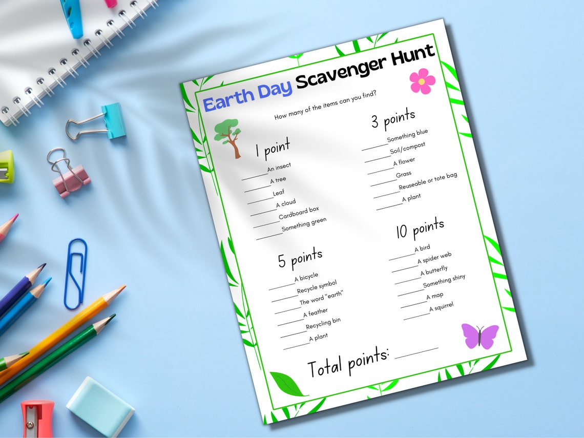 Earth Day Scavenger Hunt Printable, Nature Scavenger Hunt, Happy Earth ...