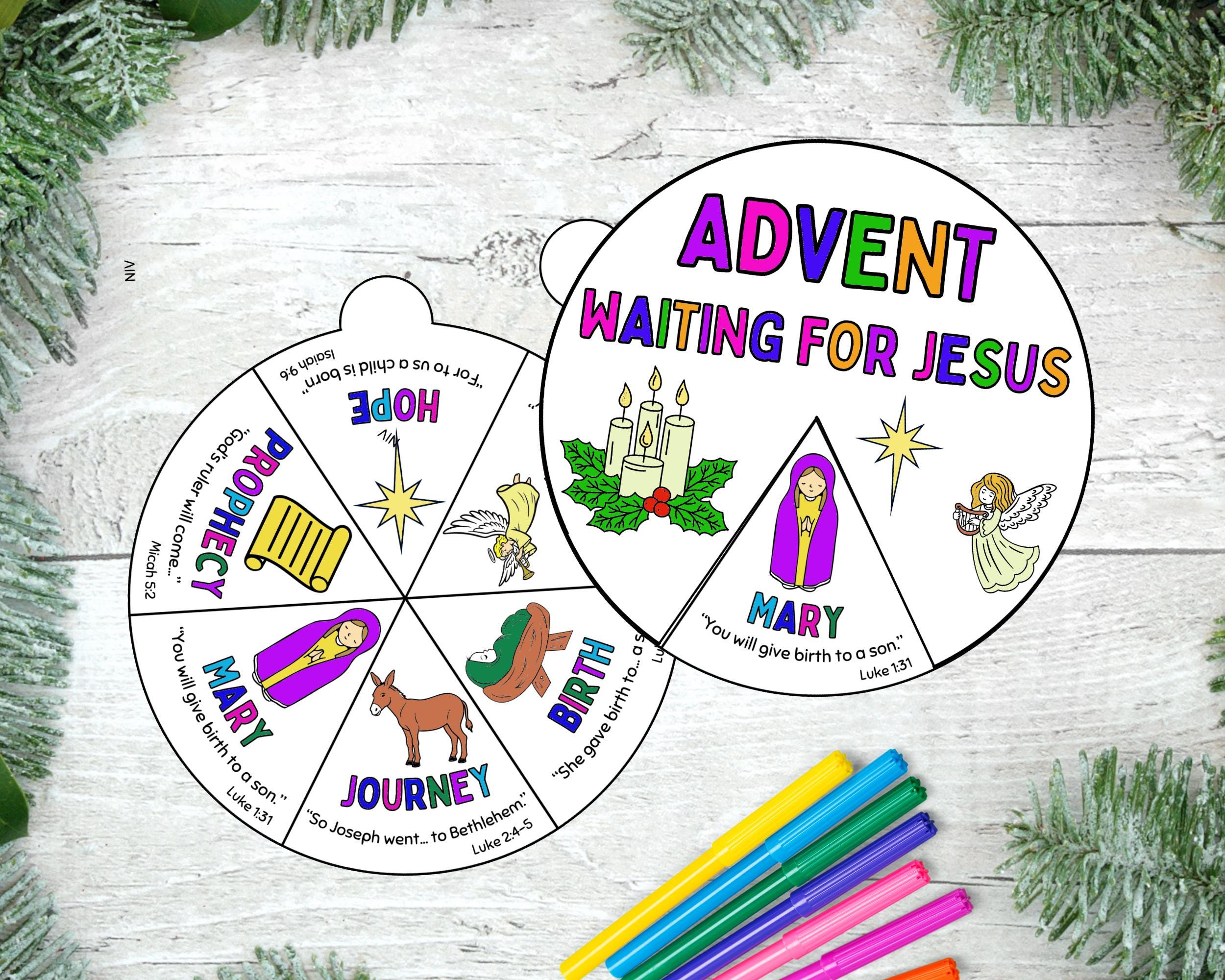 Christmas Advent Coloring Wheel, Nativity Bible Verse Craft, Printable ...