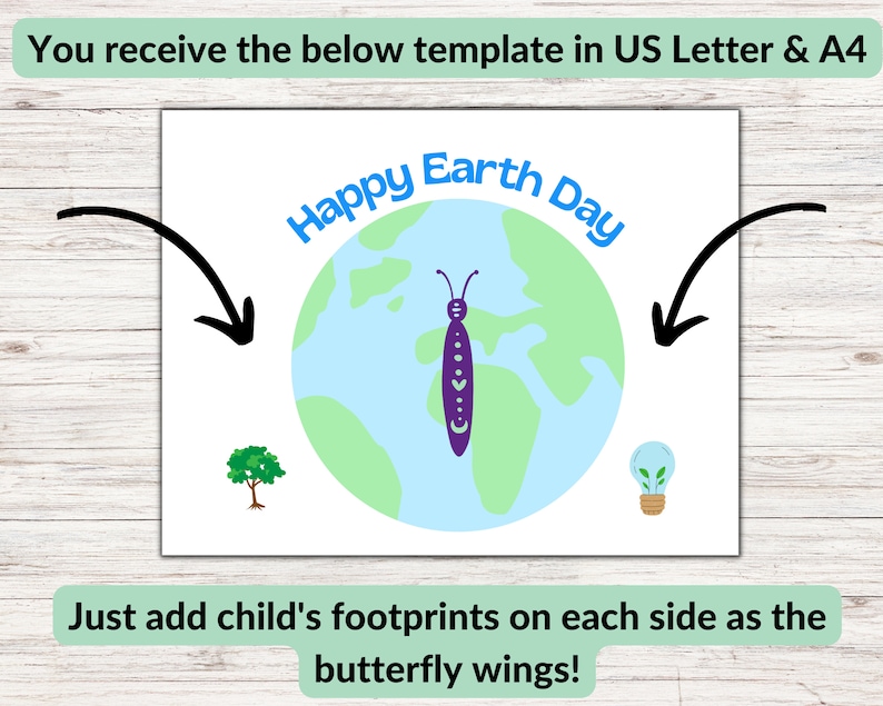 Earth Day Footprint Art Printable, Earth Day Footprint Craft, Baby ...
