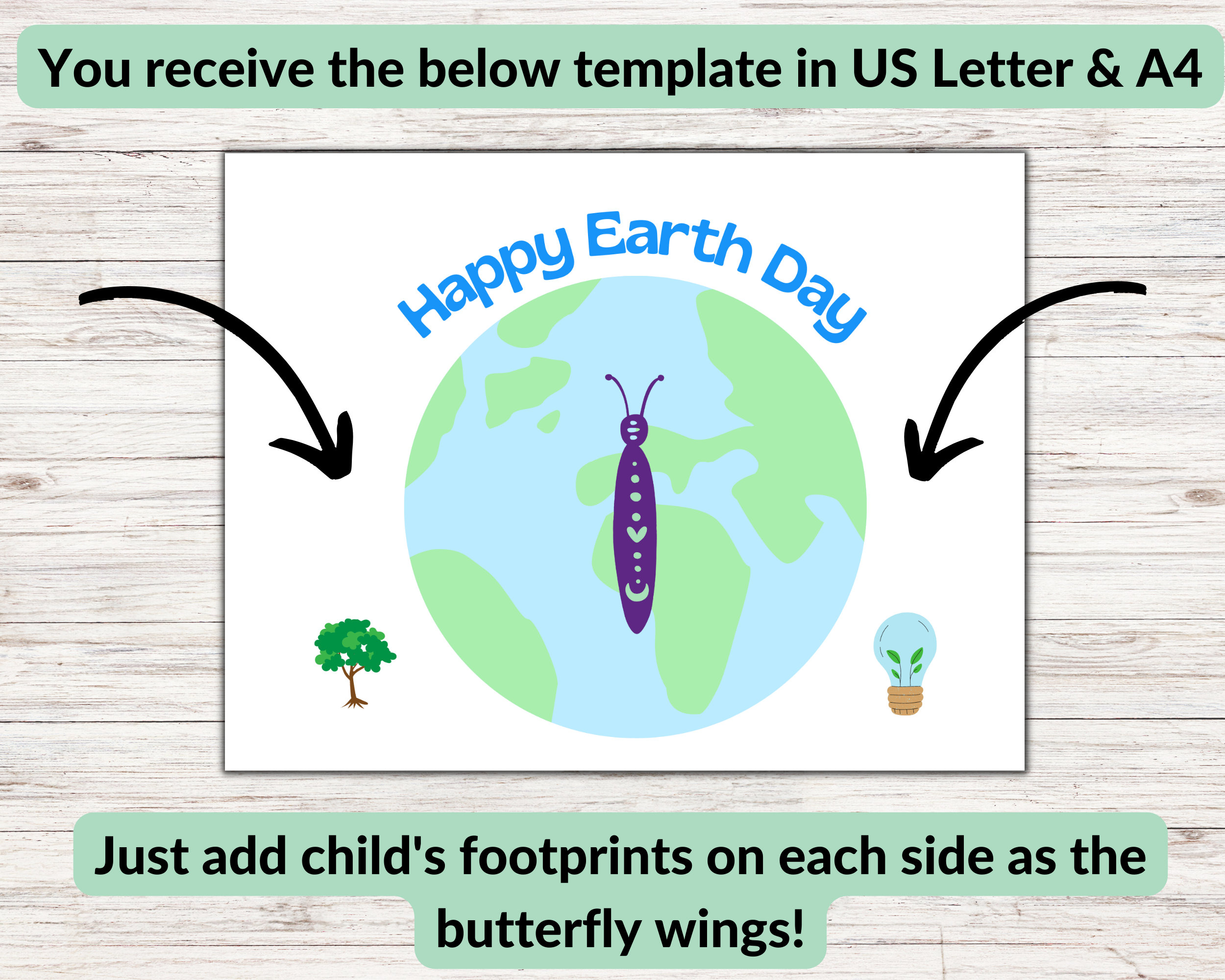 Earth Day Footprint Art Printable, Earth Day Footprint Craft, Baby ...