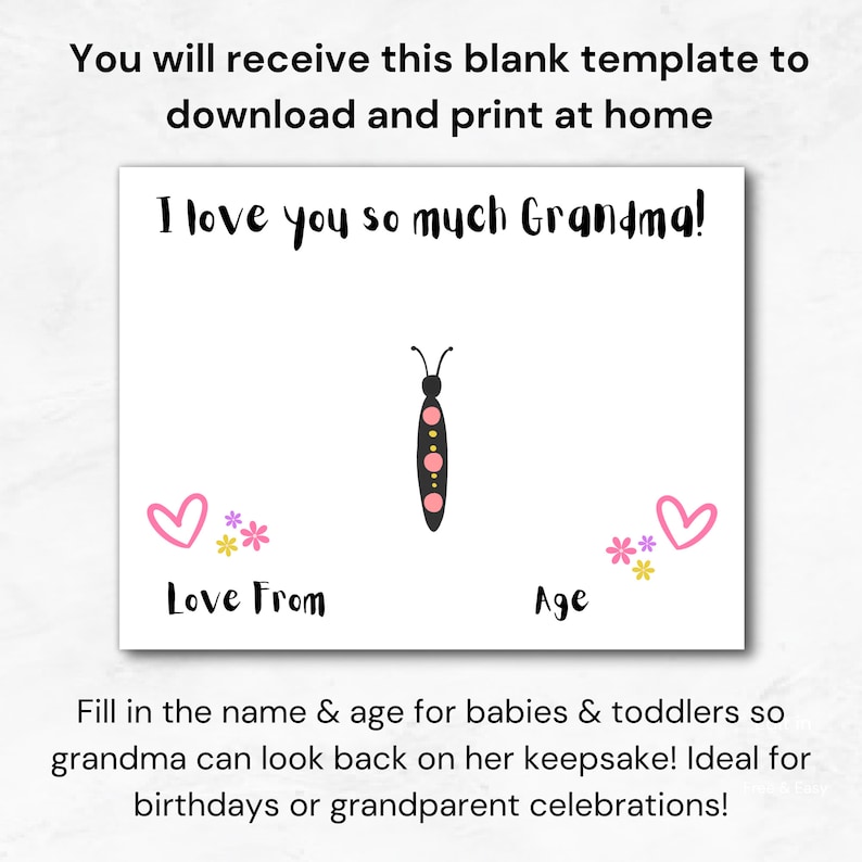 Grandma Butterfly Art Footprint Craft, First Grandmothers Keepsake Gift ...