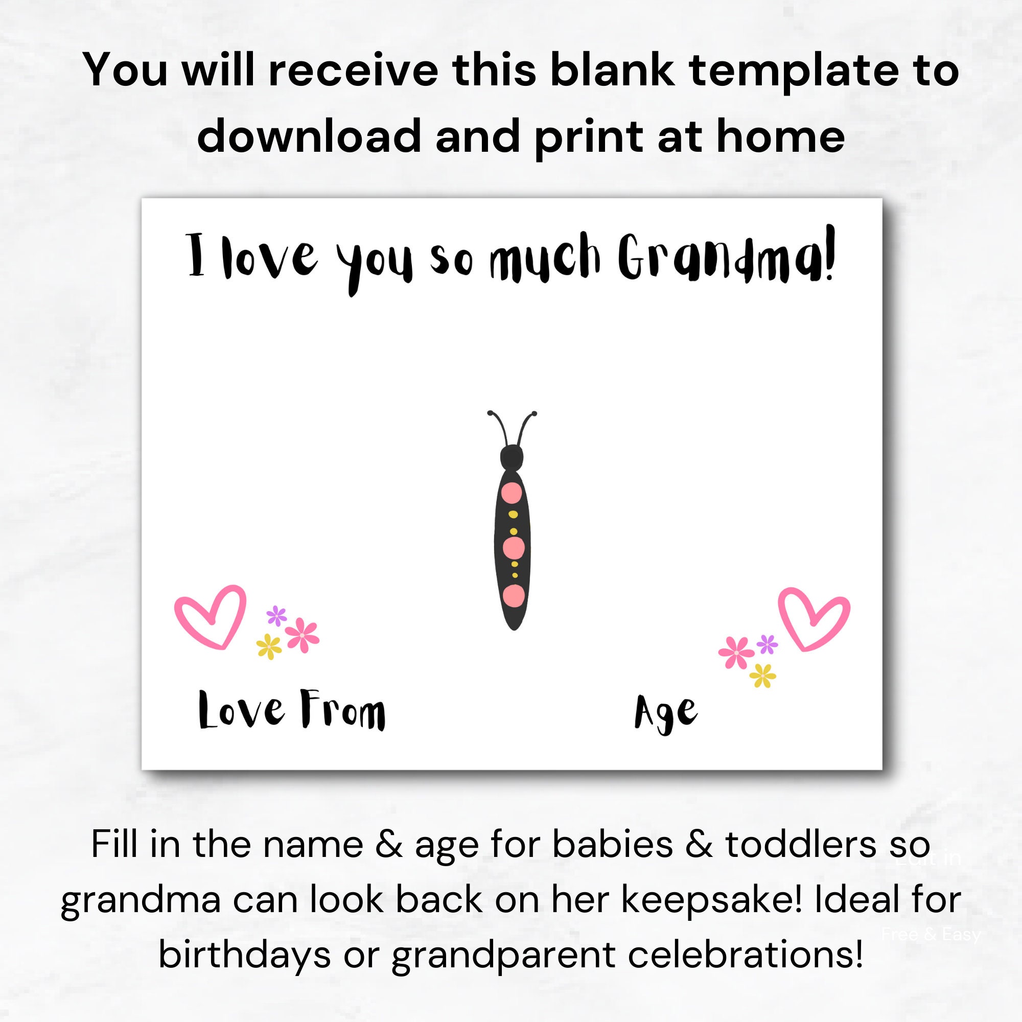 Grandma Butterfly Art Footprint Craft, First Grandmothers Keepsake Gift ...