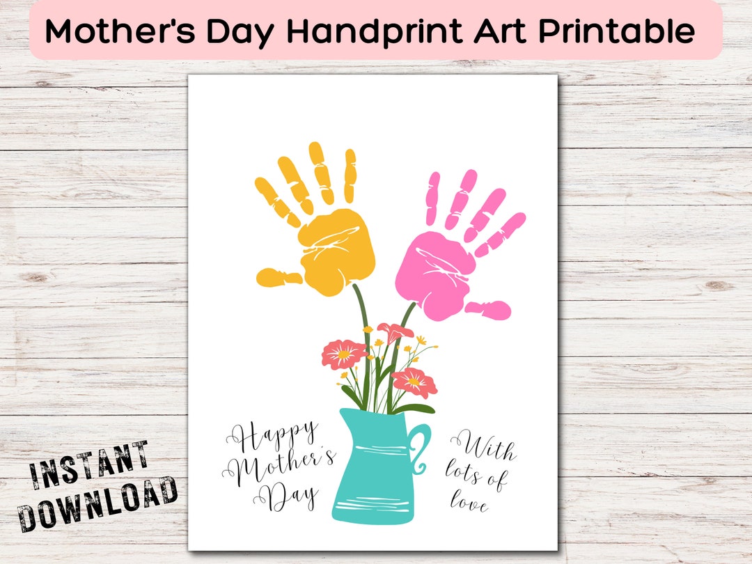 Mothers Day Flowers Handprint Art Handprint Keepsake Mom - Etsy