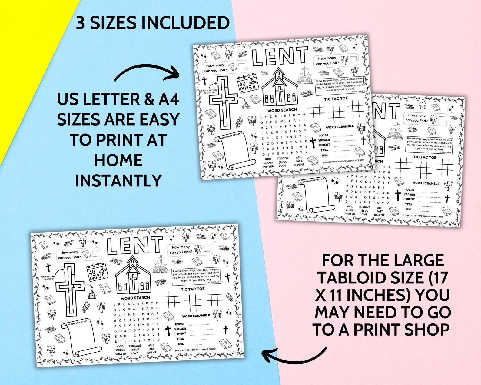 Lent Bible Activity Placemat, Lent Bible Activity Coloring Sheet ...