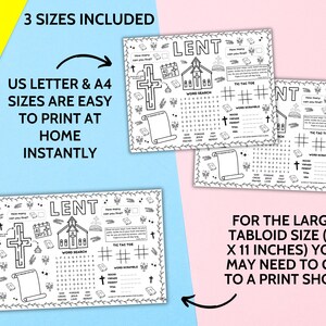 Lent Bible Activity Placemat, Lent Bible Activity Coloring Sheet ...