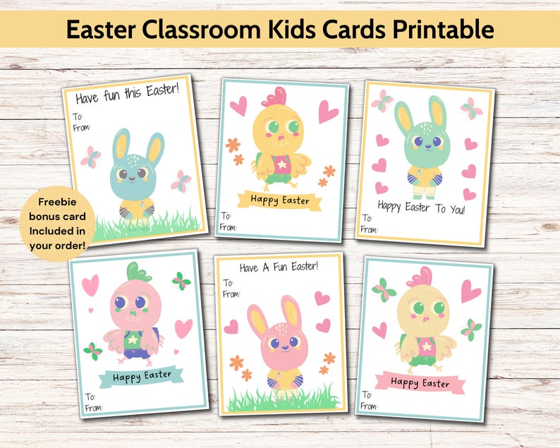 Happy Easter Classroom Cards Printables, School Kids Easter Card ...