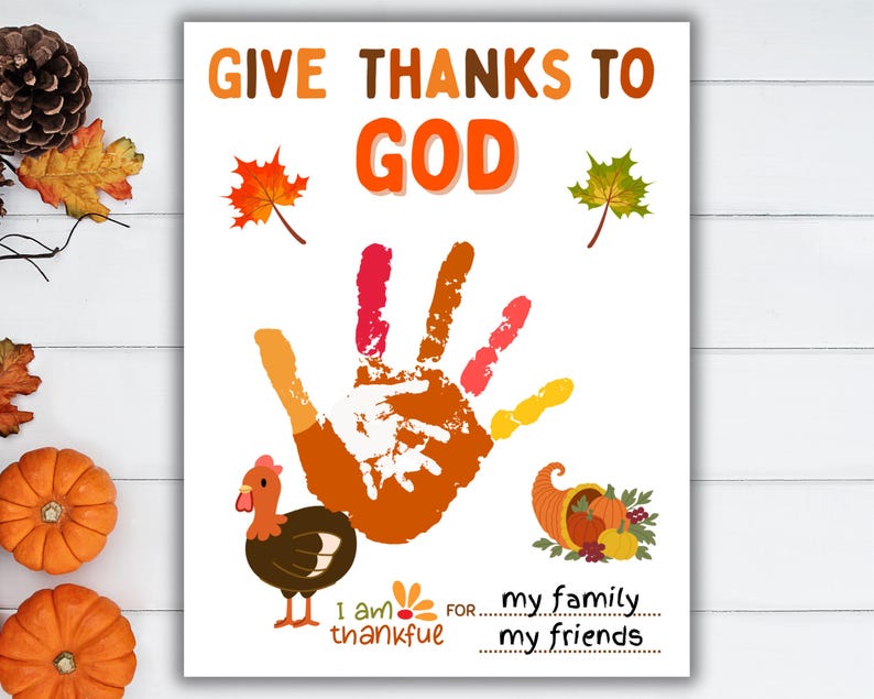 Thanksgiving Christian Handprint Craft, Thankful Turkey Fall Printable ...