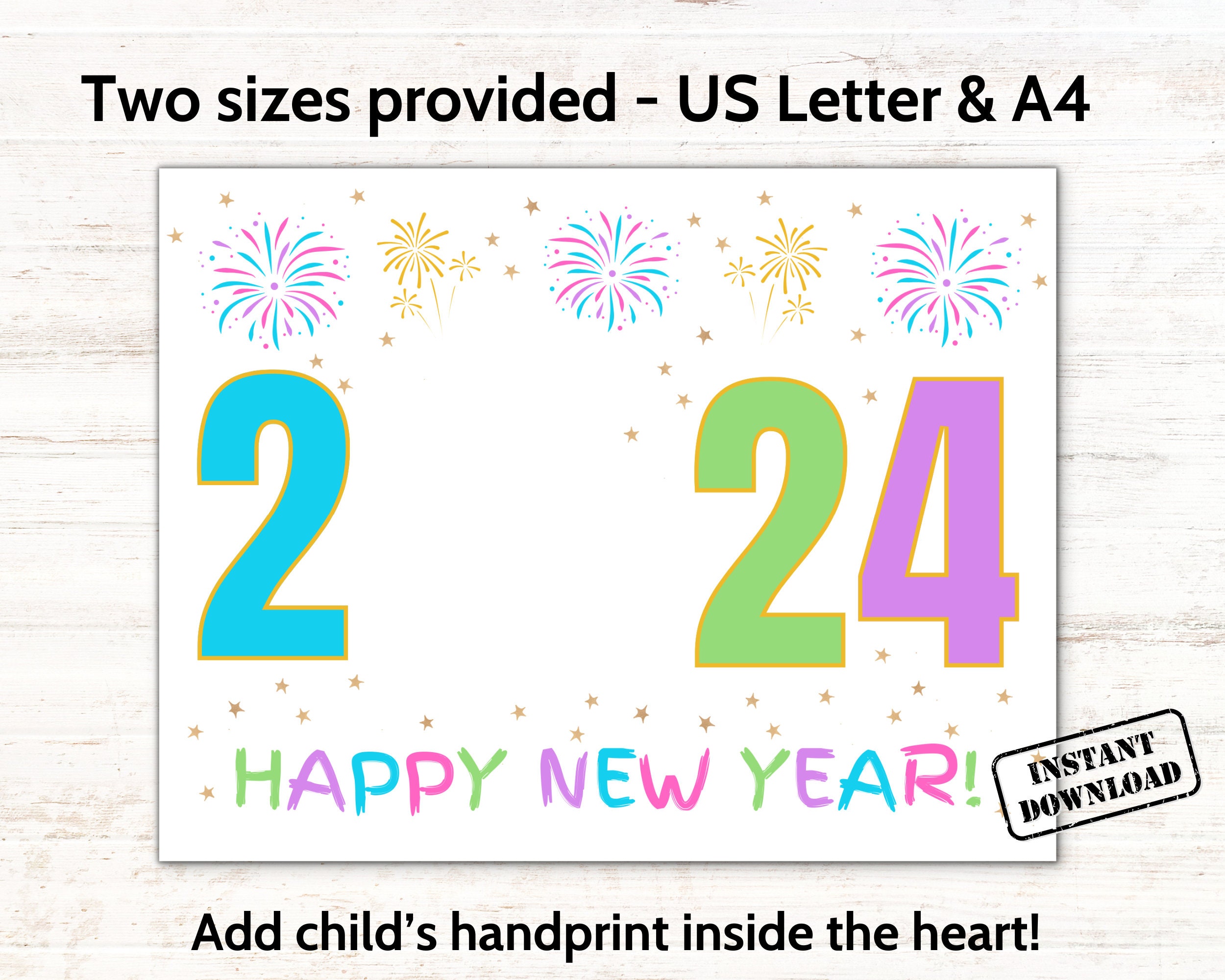Happy New Year 2024 Handprint Art, New Years Day Activity, Handprint ...