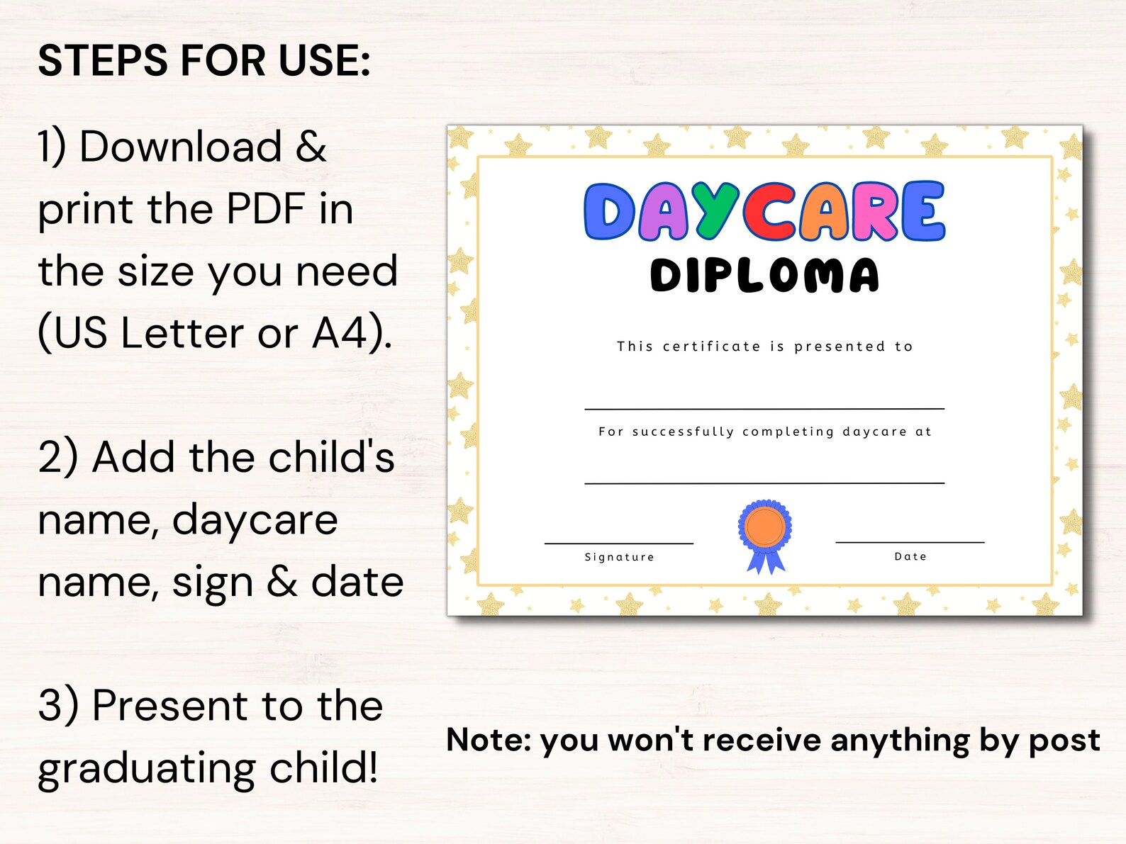 Daycare Graduation Daycare Certificate Daycare Diploma - Etsy UK