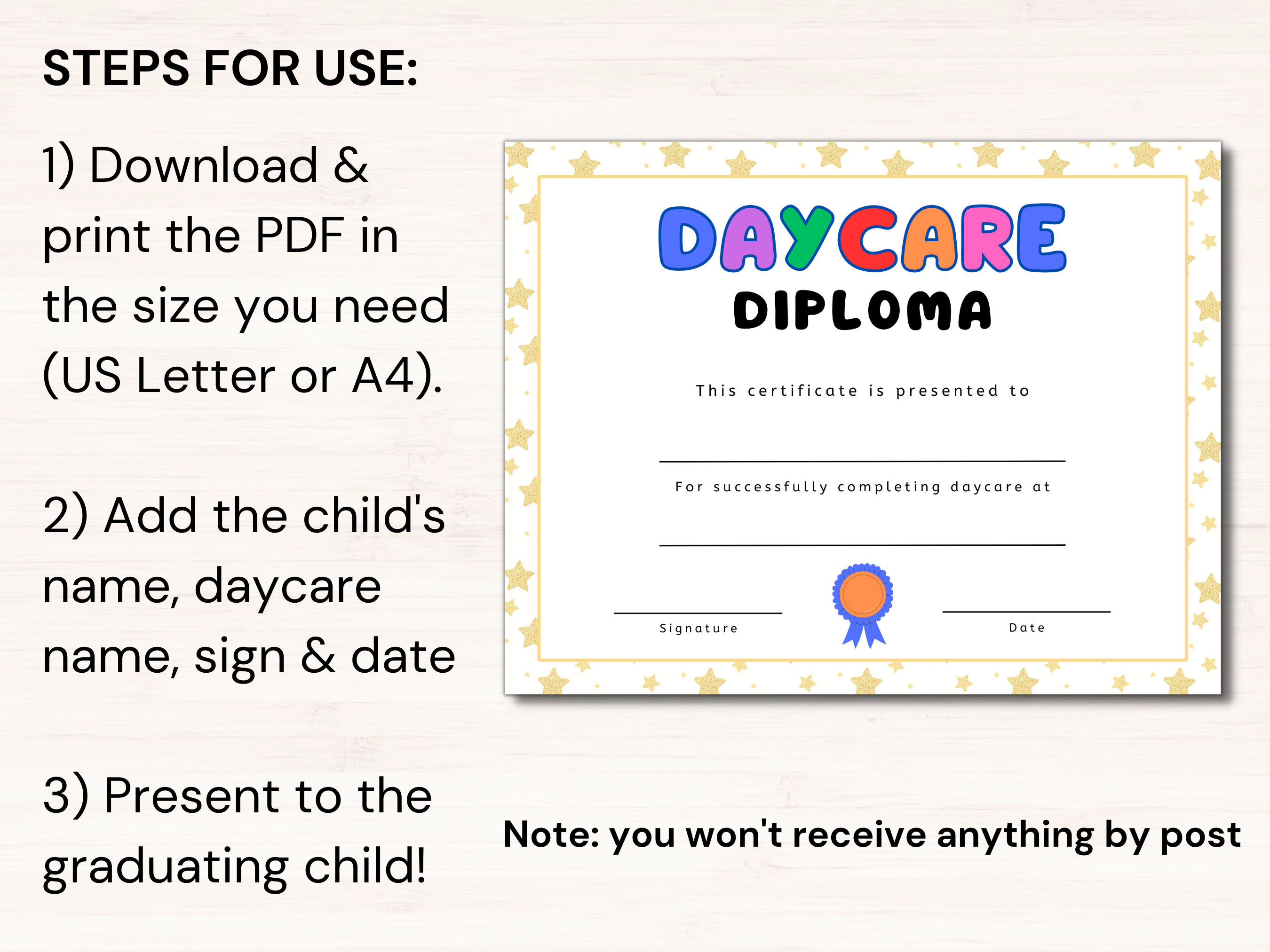 Daycare Graduation, Daycare Certificate, Daycare Diploma, Preschool ...