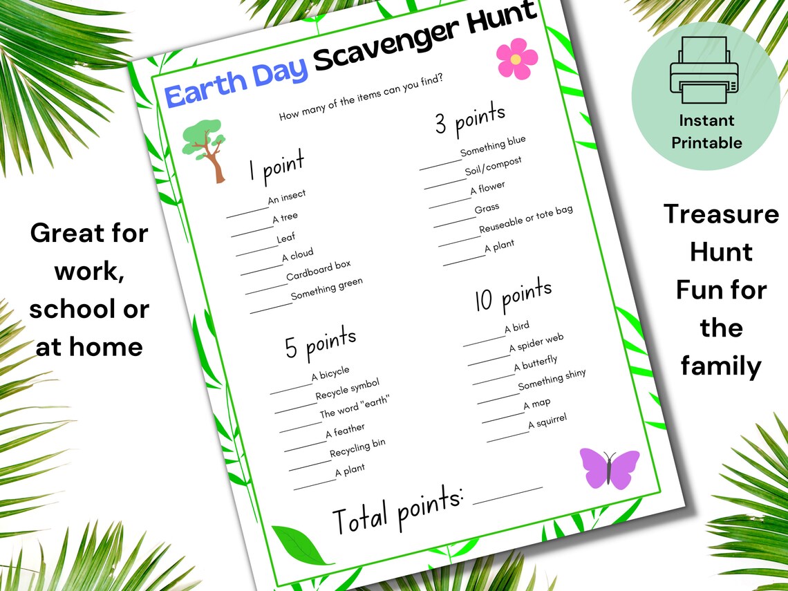 Earth Day Scavenger Hunt Printable, Nature Scavenger Hunt, Happy Earth ...